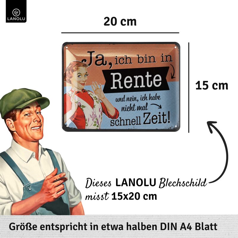 LANOLU Blechschild Rente Frau - nicht mal schnell Zeit 15x20cm | LANO ...